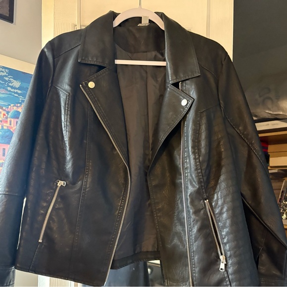 Cato | Jackets & Coats | Cato Womens Black Leather Jacket With Silver ...